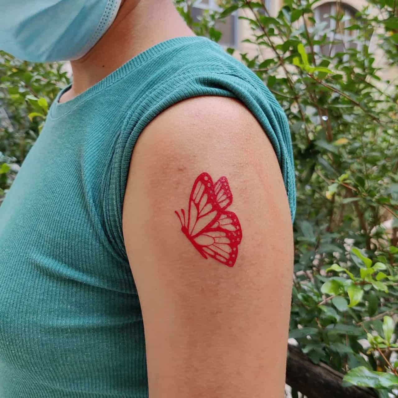 40 Beautiful Red Butterfly Tattoo Ideas for Men & Women in 2024