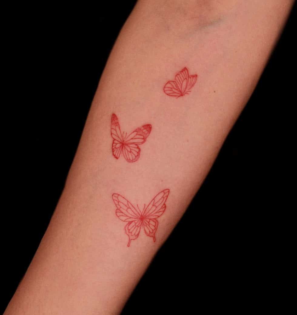 40 Beautiful Red Butterfly Tattoo Ideas for Men & Women in 2024