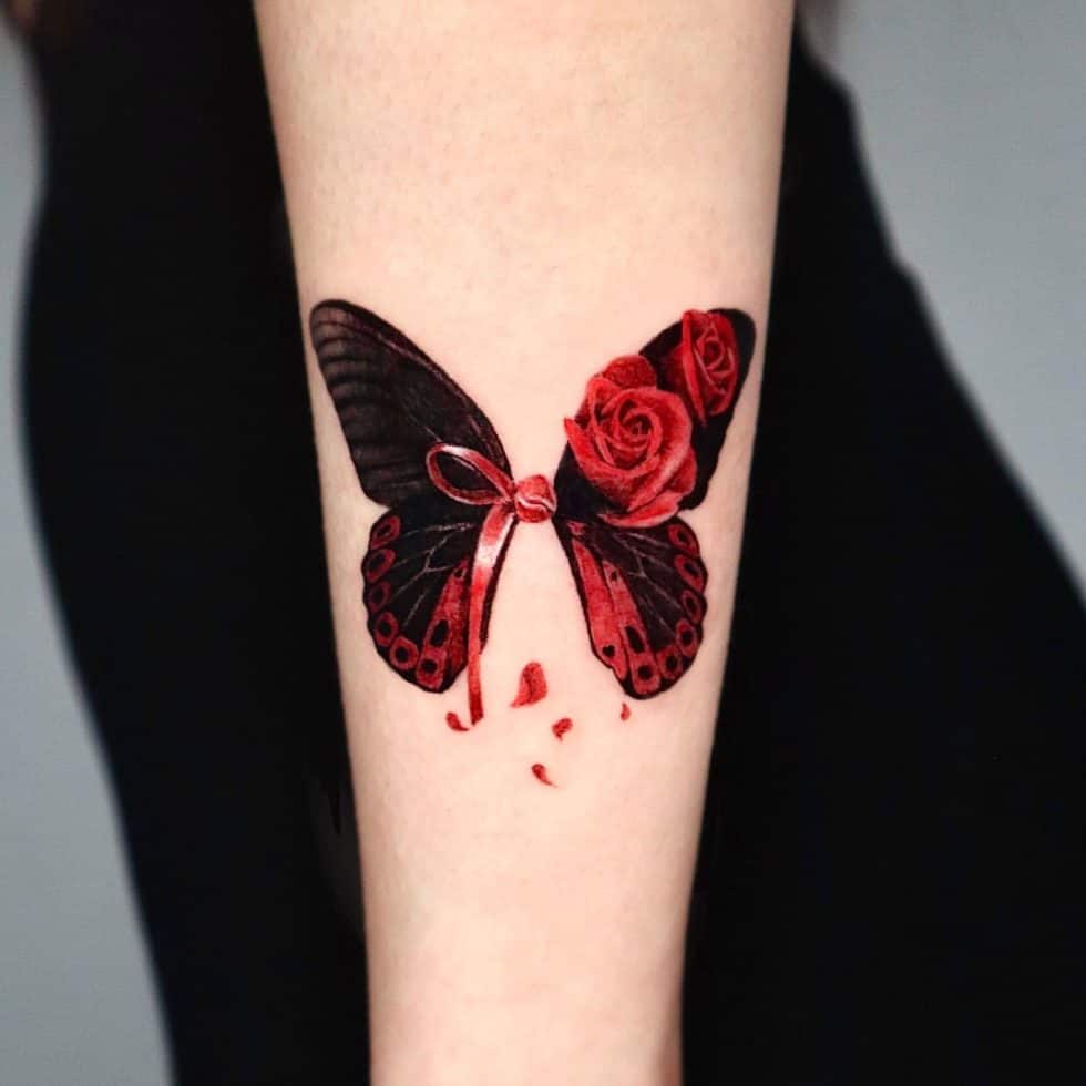 40 Beautiful Red Butterfly Tattoo Ideas for Men & Women in 2024