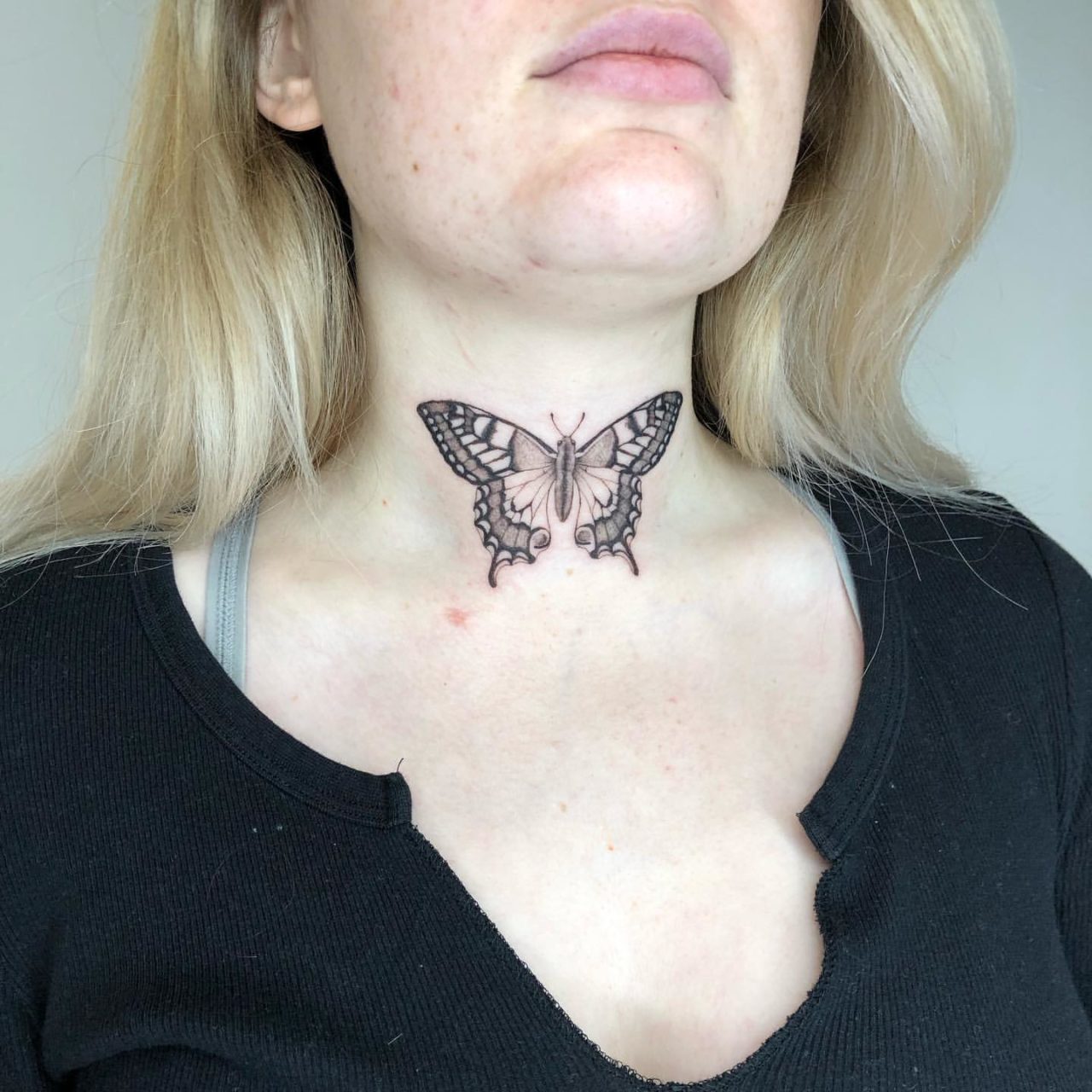 25 Cool Butterfly Neck Tattoo Ideas for Men & Women in 2023