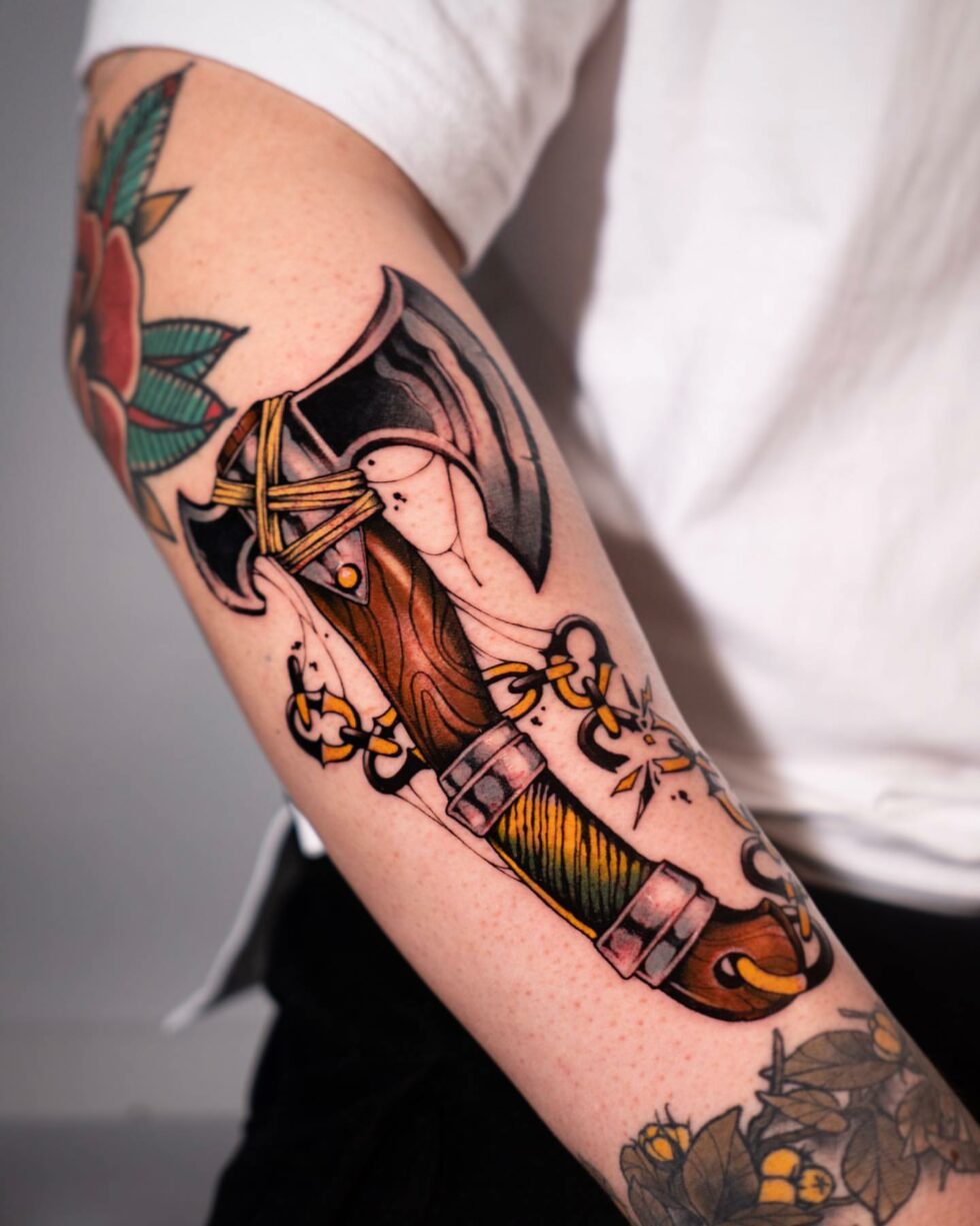 33 Striking Ax Tattoos for Men in 2024