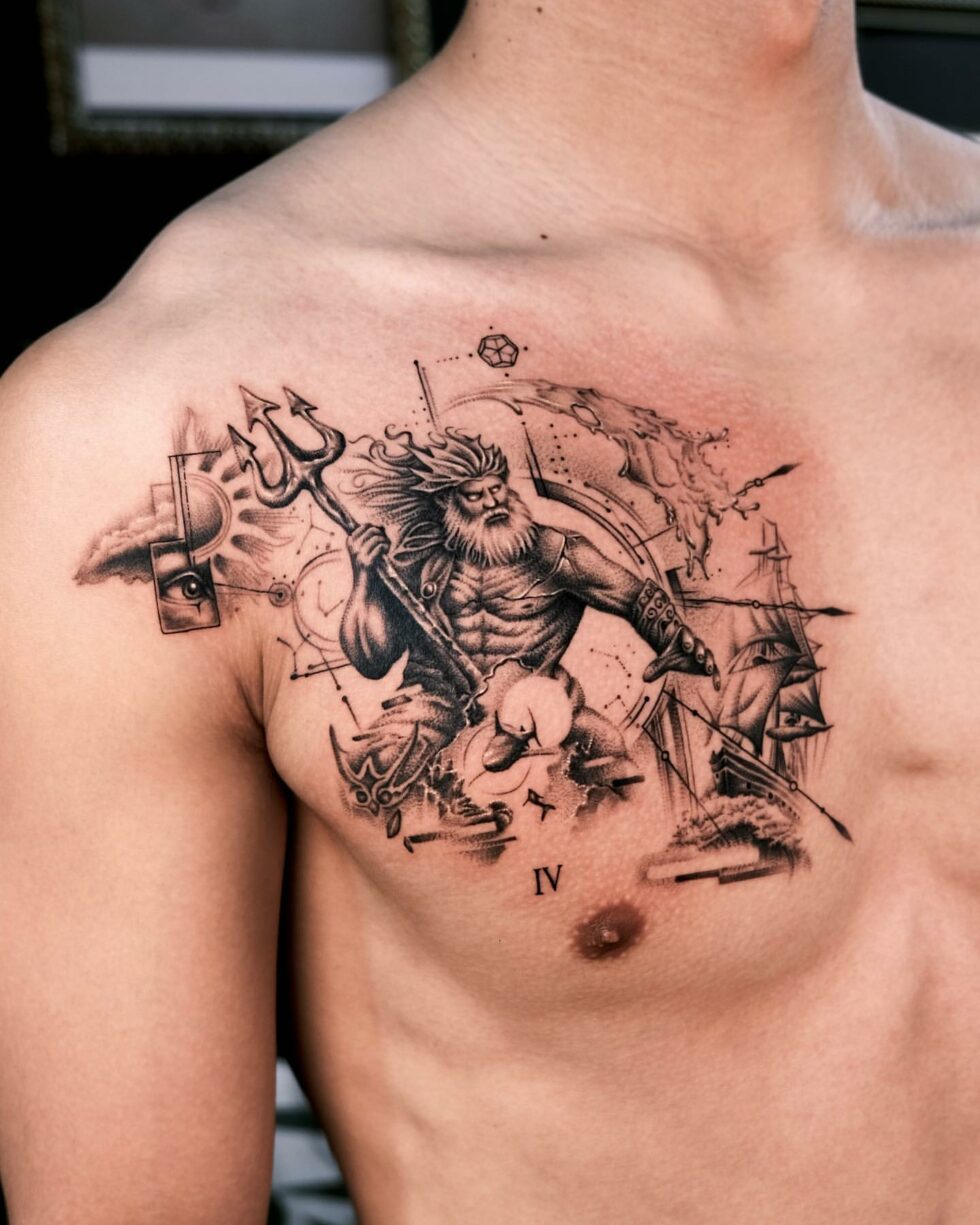 32 Powerful Poseidon Tattoo Ideas for Men & Women in 2024